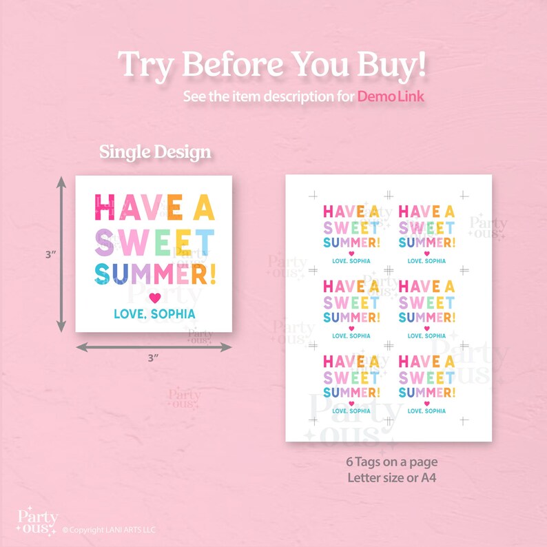 Editable Last Day of School Tag Sweet Summer End of Year Teacher Gift ...