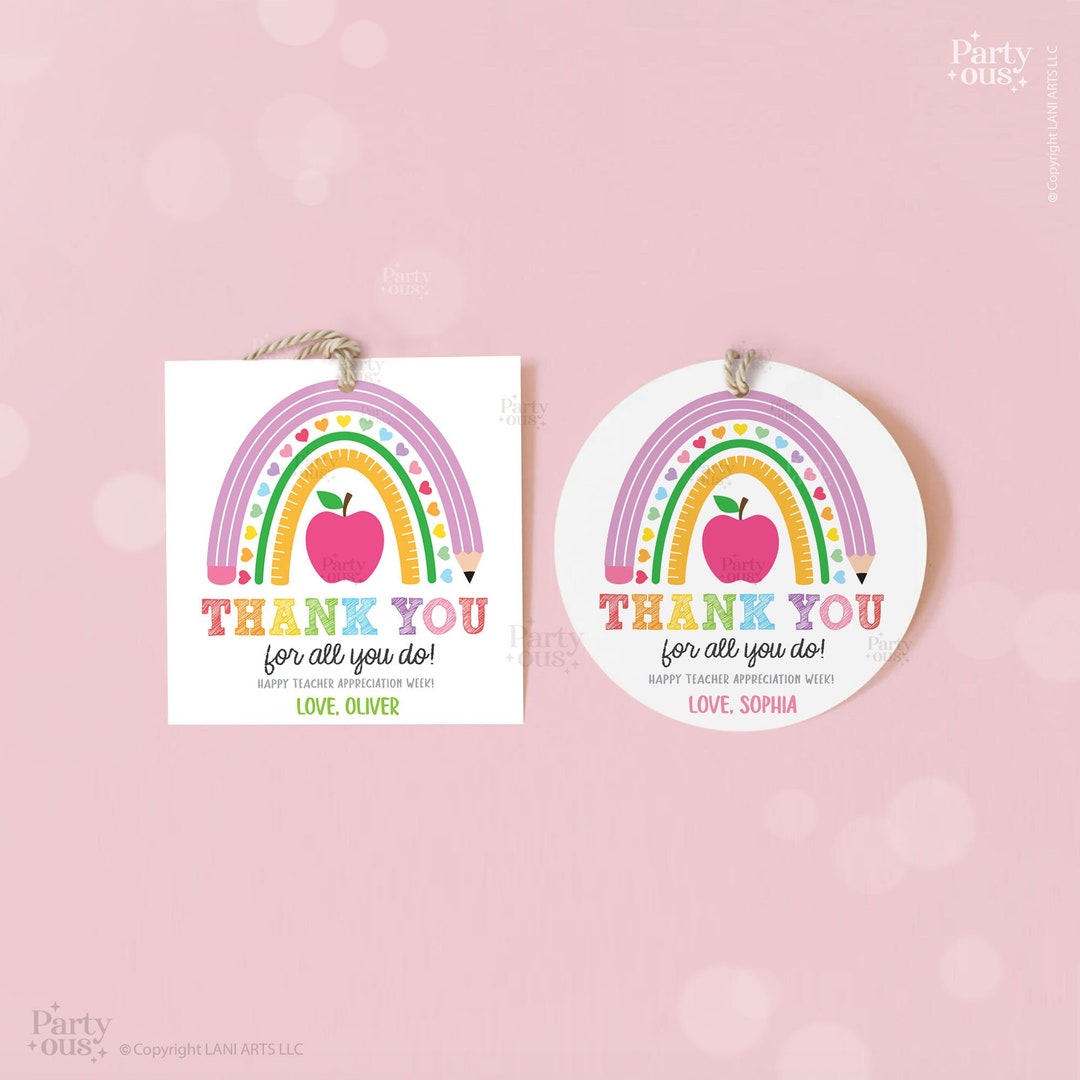 Editable Teacher Appreciation Week Gift Tags Thank You Teacher Gift Tag ...