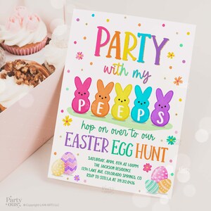 Editable Easter Egg Hunt Invitation Party With My Peeps Hop on Over ...