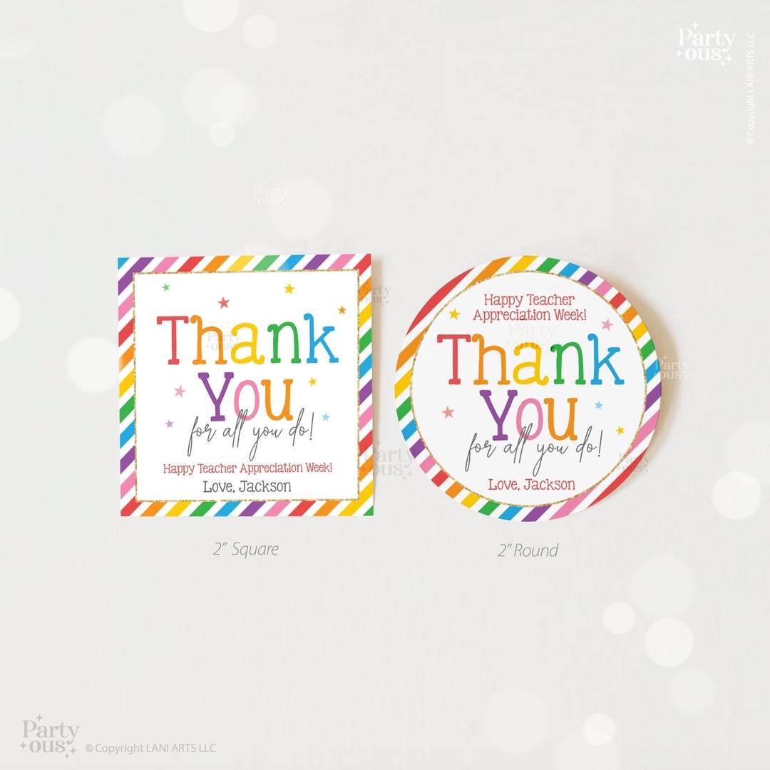 Editable Teacher Appreciation Week Gift Tags Thank You Teacher Gift Tag ...