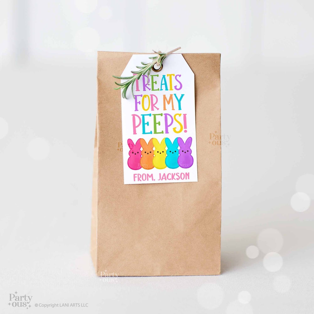 Editable Easter Gift Tags Treats for My Peeps Easter Basket Treat Tag ...