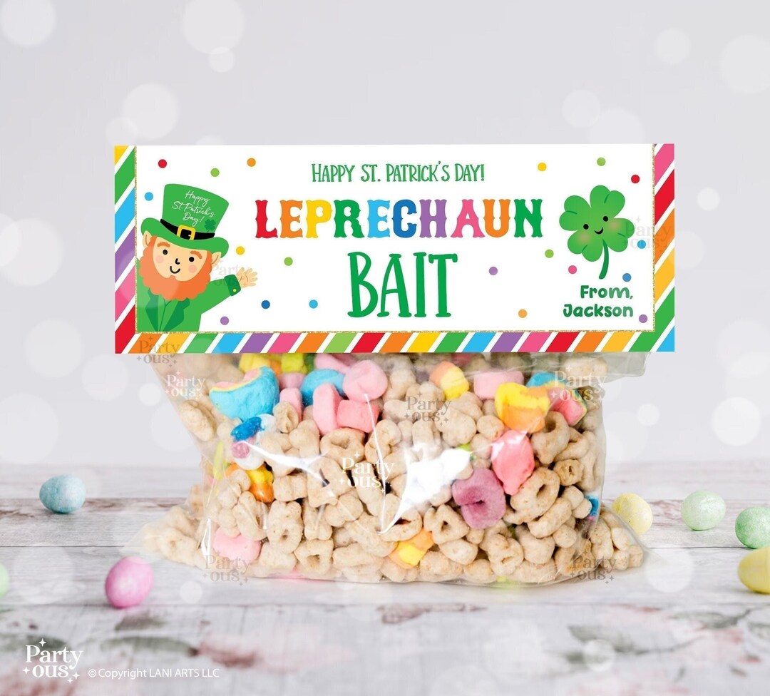 Editable St. Patrick's Day Bag Toppers Leprechaun Bait Treat ...