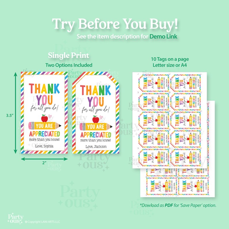 Editable Teacher Appreciation Week Gift Tags Thank You Teacher Gift Tag ...