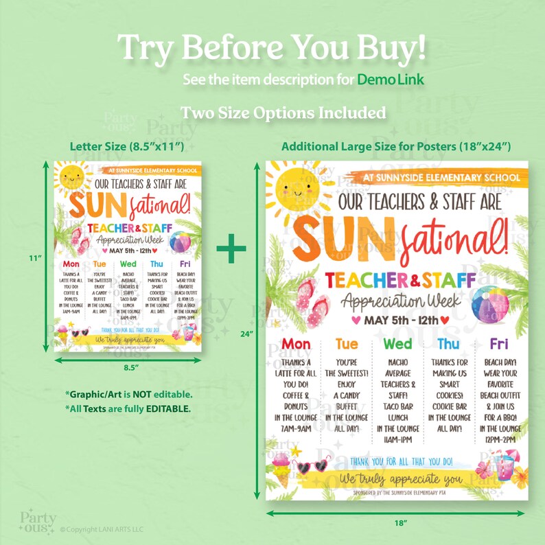 Editable Teacher Appreciation Week Itinerary Poster Teachers Staff ...