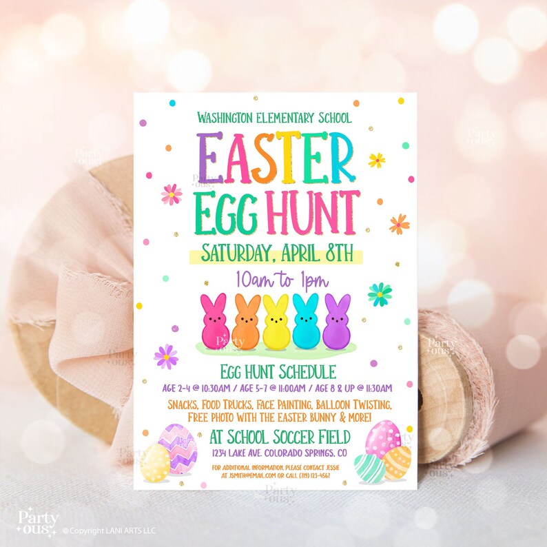 Editable Easter Egg Hunt Flyer Easter Invitation Kids School Church ...