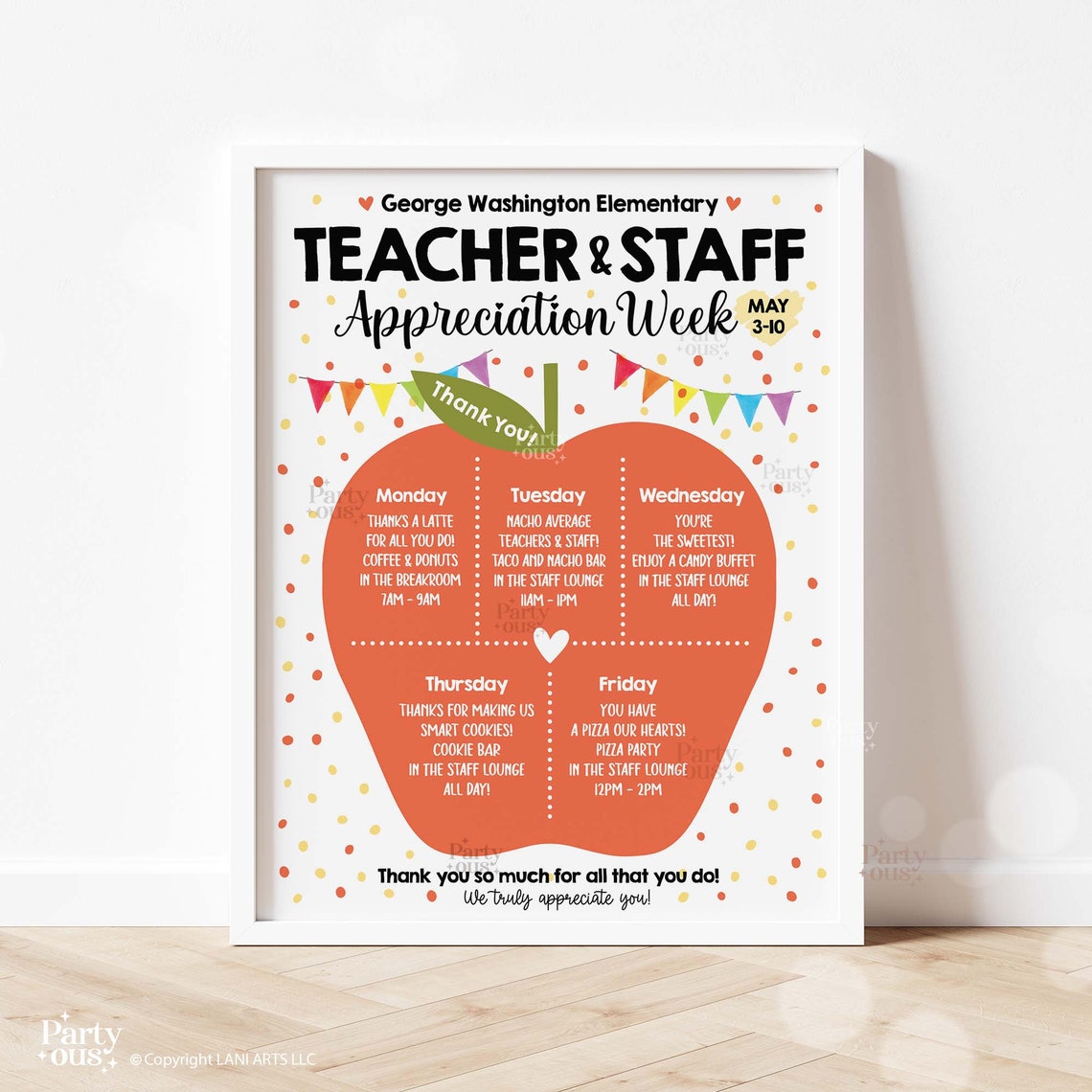 Editable Teacher Appreciation Week Itinerary Poster Teachers Staff ...