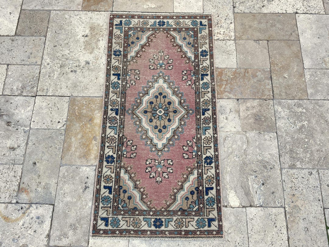 2x4 Oushak Rug, Vintage Faded Rug, Neutral Bathroom Rug, Anatolian Old ...