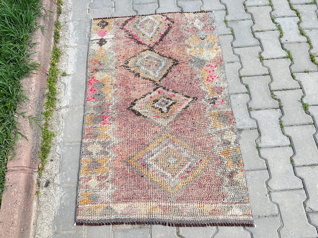 2x4 Neutral Rug, Vintage Wool Rug, Turkish Soft Rug, Antique Oushak Rug ...