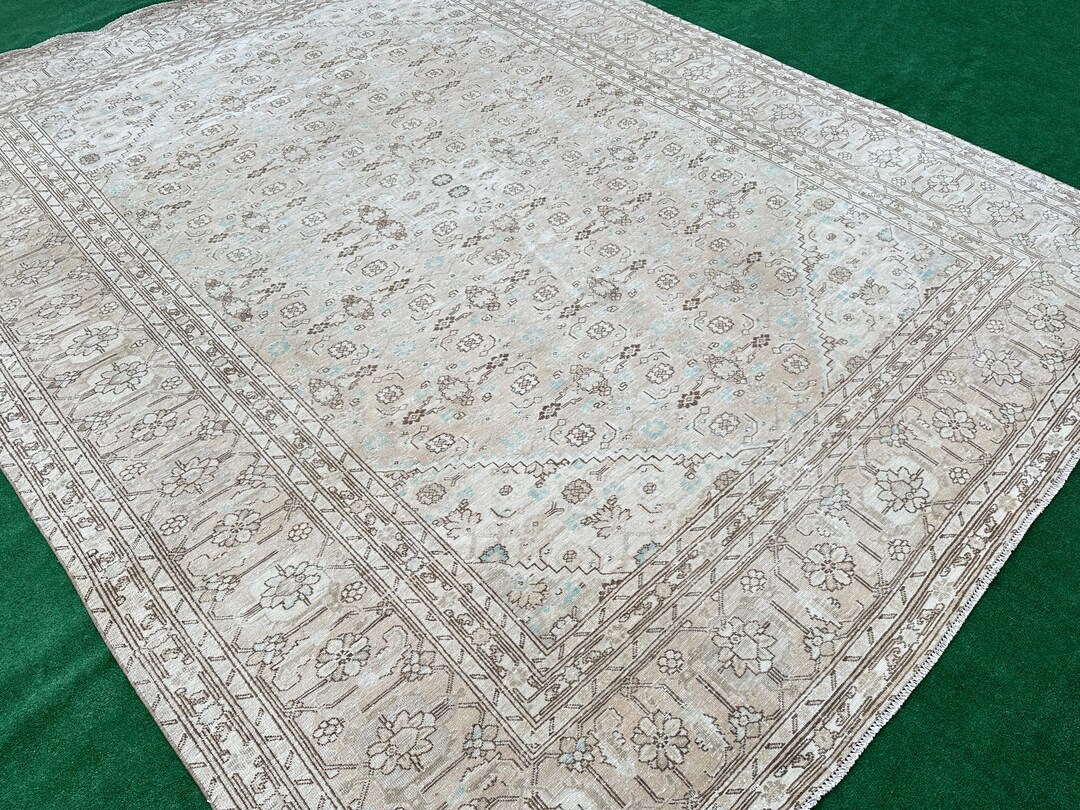 10x12 Vintage Turkish Rug, Neutral Rug, Handmade Area Rug, Anatolian ...