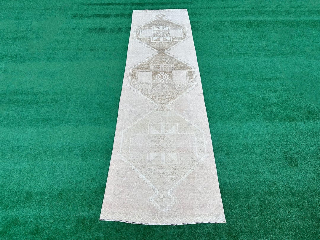 3x13 Oushak Runner, Handmade Hallway Rug, Long Turkish Runner, Vintage ...