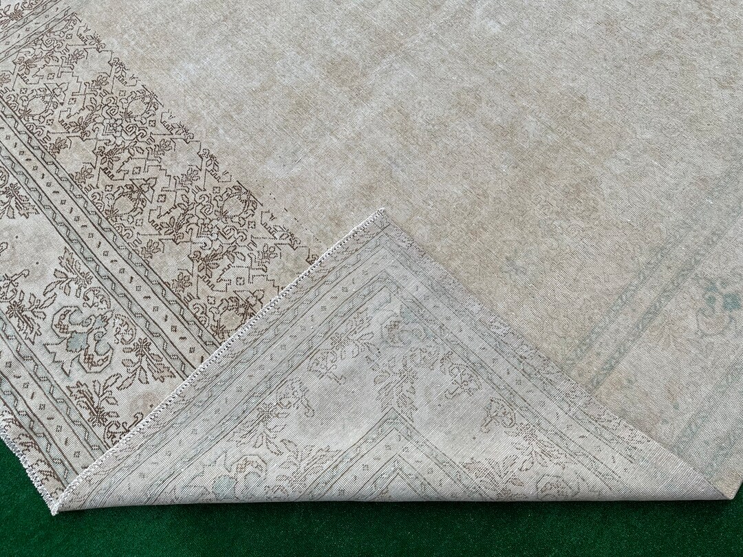 Large Antique Rug 9x12, Neutral Handmade Rug, Oversize Faded Vintage ...
