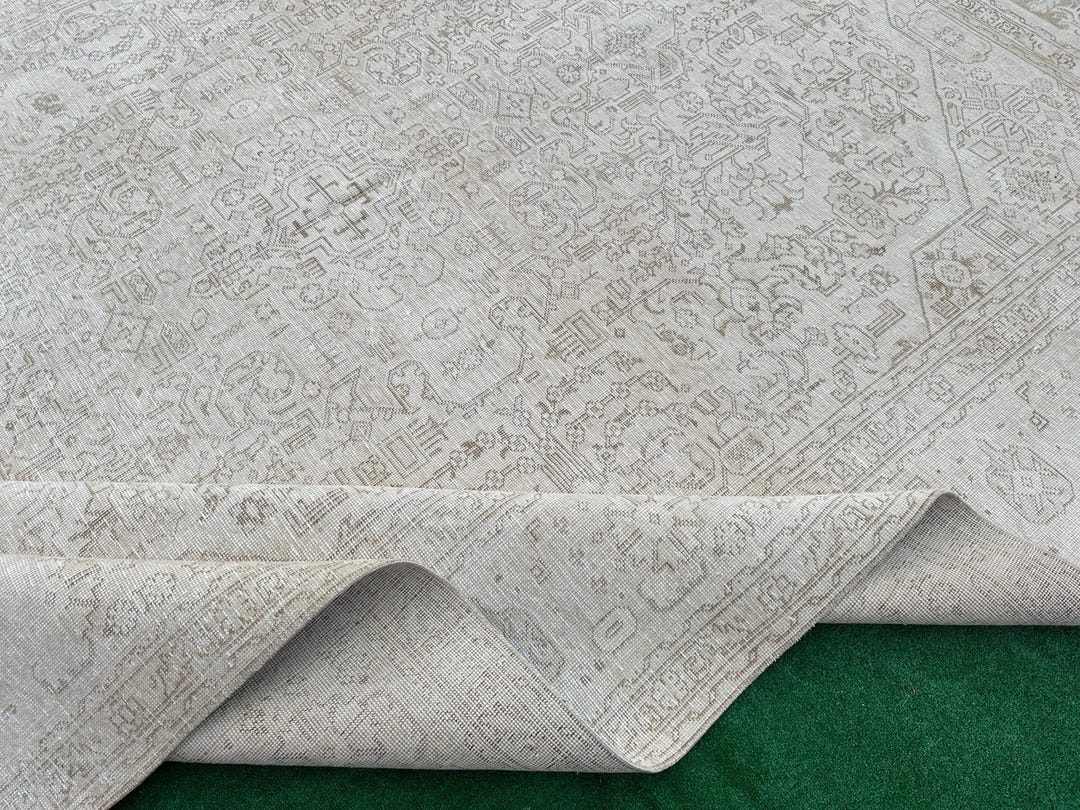 9x12 Neutral Heriz Rug, Large Vintage Rug, Handmade Area Rug, Beige ...