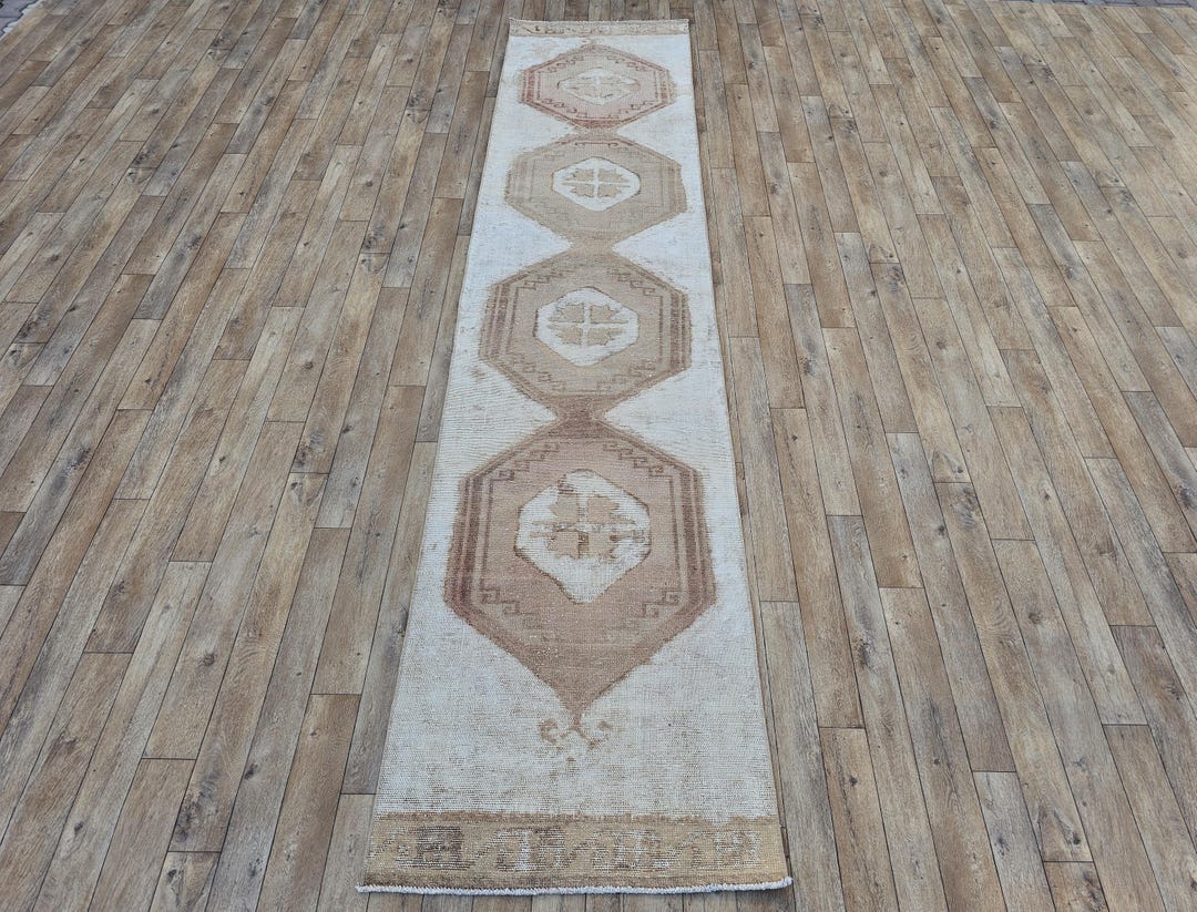 3x13 Neutral Oushak Runner, Vintage Runner Rug, Long Turkish Runner ...