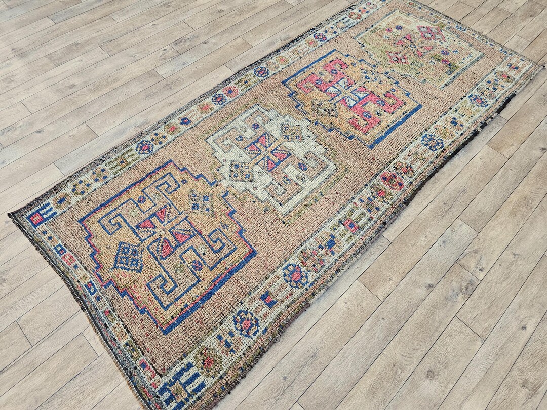 Neutral Vintage Soft Runner, 3x8 Turkish Muted Runner, Antique Wool ...