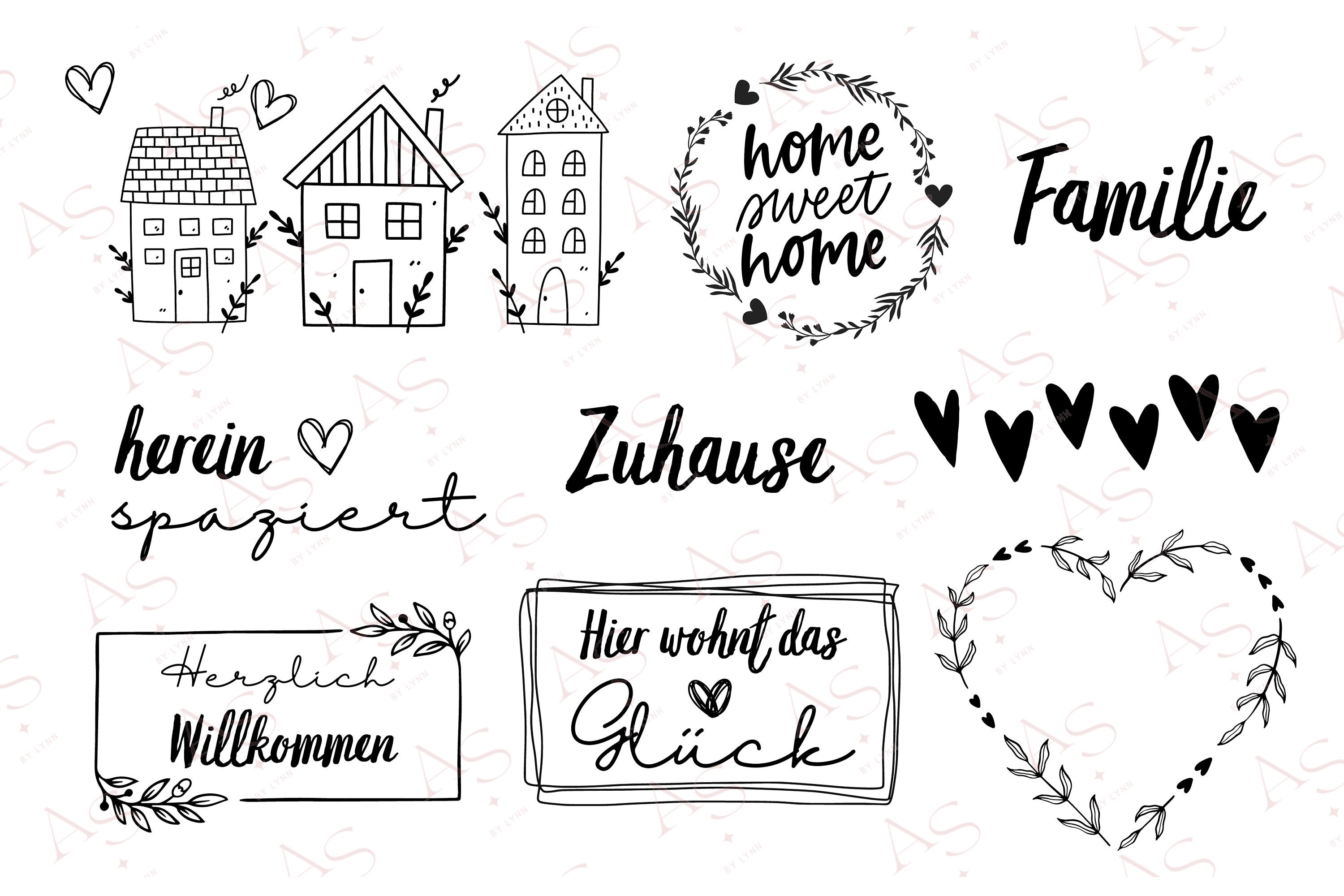 Plotterdatei Set Zuhause Kranz Häuser SVG Schneidevorlage zum ...