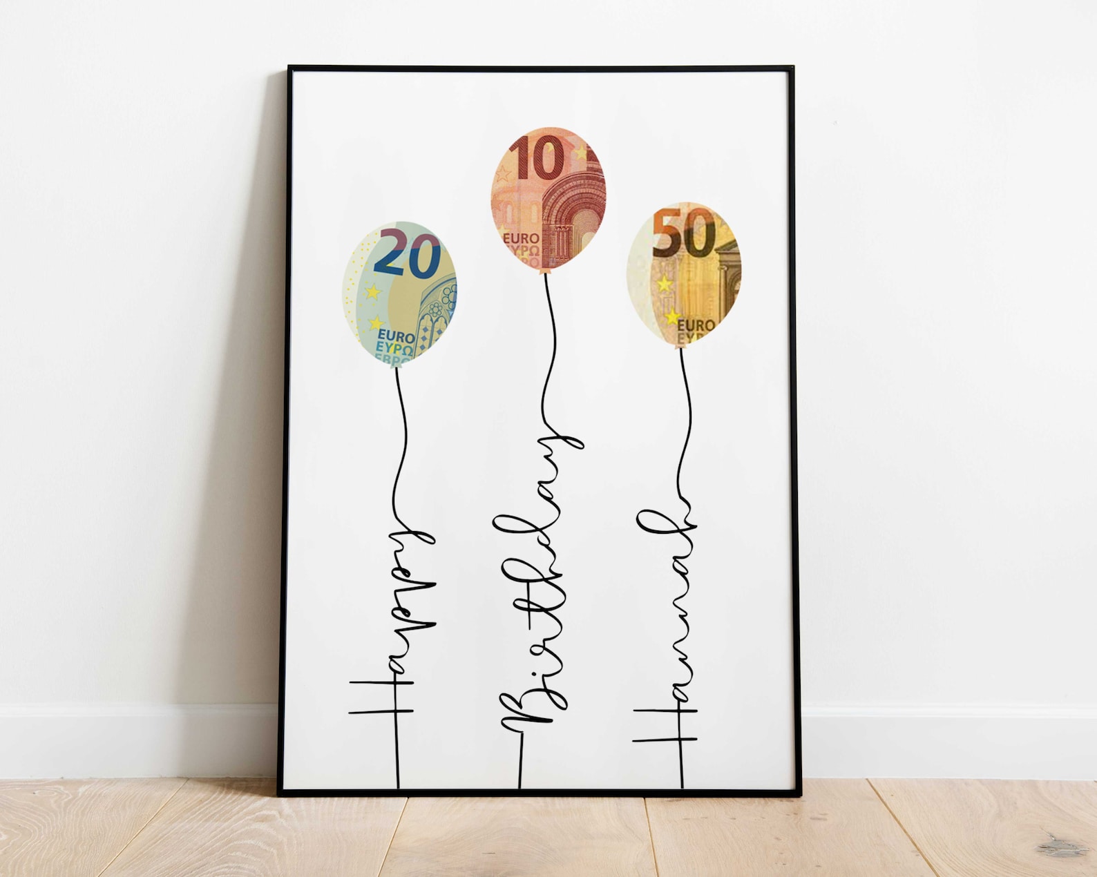 Geldgeschenk Geburtstag Personalisierbar Ballons Geburtstagskarte Geld ...