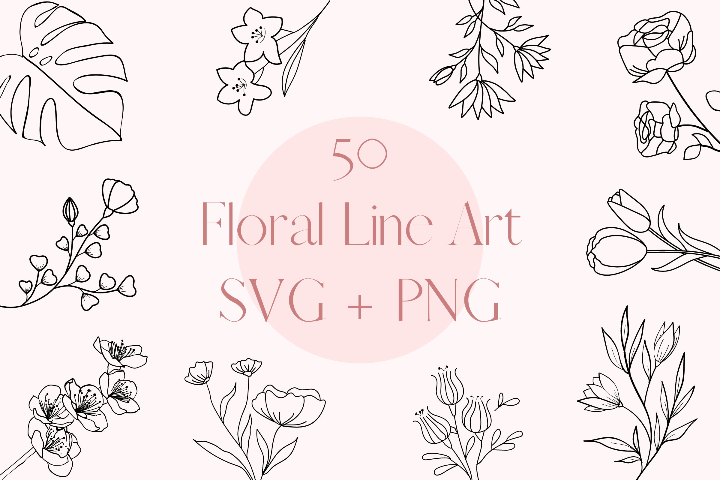 Florales Line Art Svg Botanisches Line Art Svg Wildblumen - Etsy.de