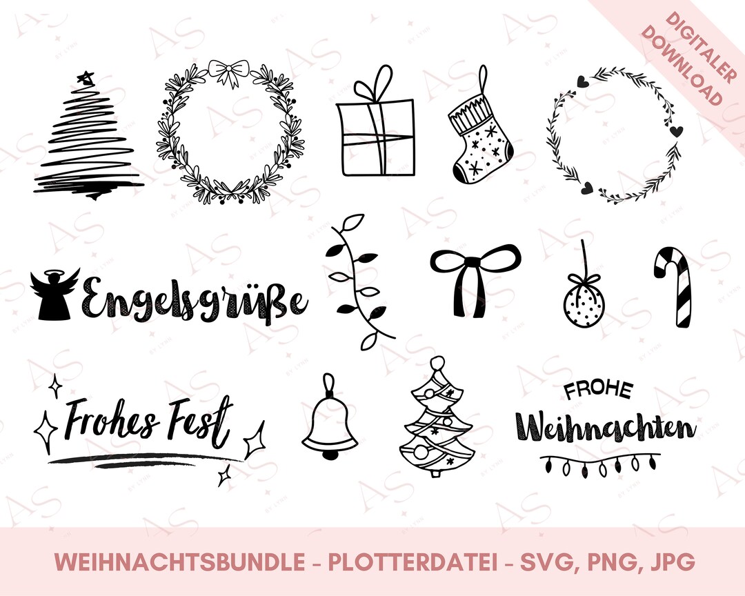 Plotter File Set Christmas Wreaths SVG Cutting Template to Download Plotter Template Christmas ...