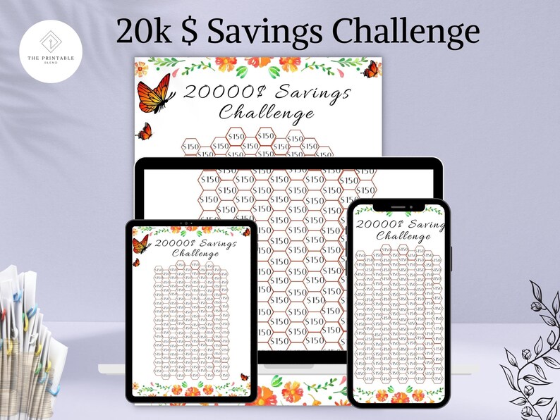 20k Savings Challenge Kit 20000 Saving Challenges 20k - Etsy