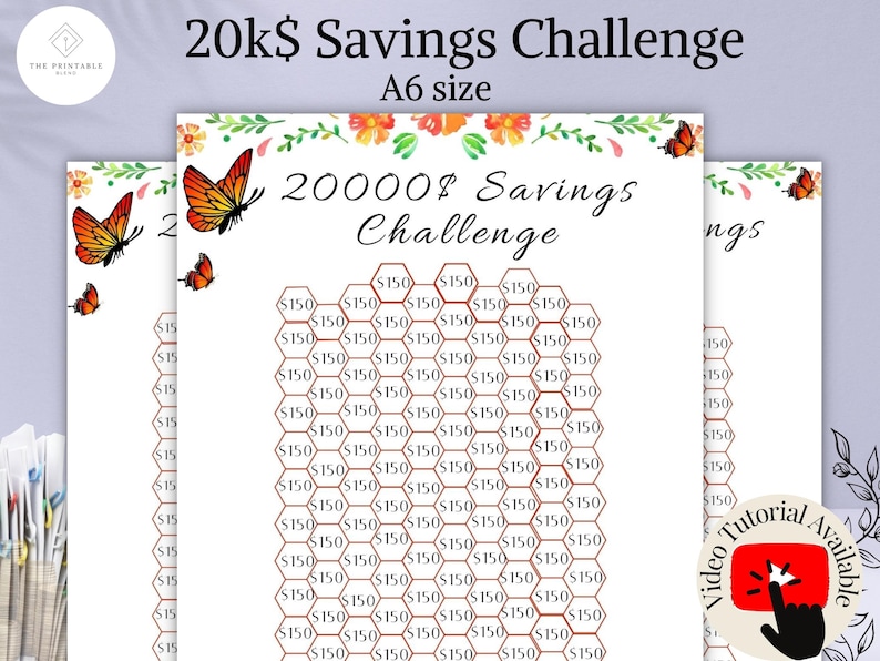 20k Savings Challenge Kit 20000 Saving Challenges 20k - Etsy
