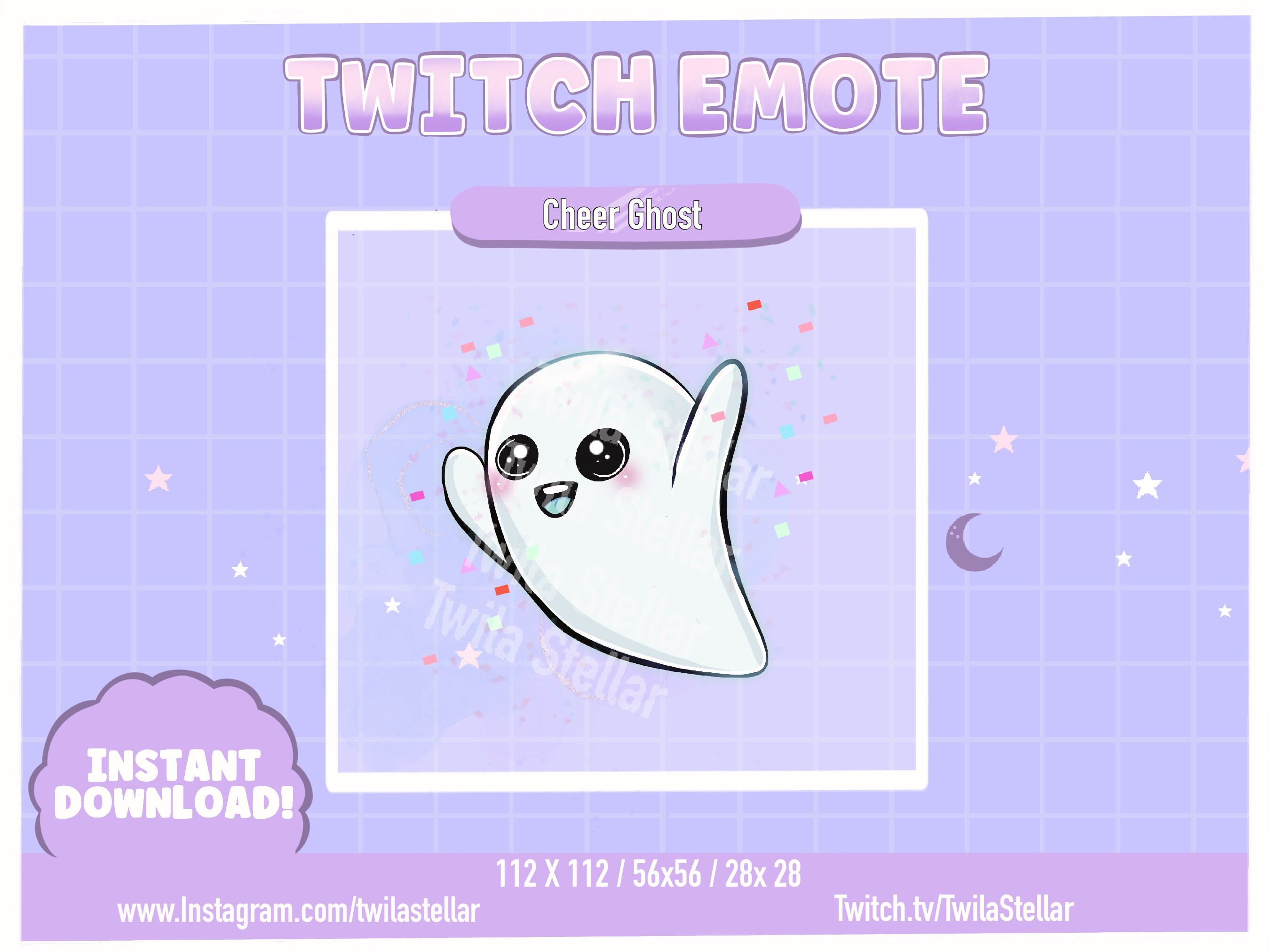 Cute Cheer Ghost Emote Twitch Emotes Pre Made Emotes Cheer Kawaii ...