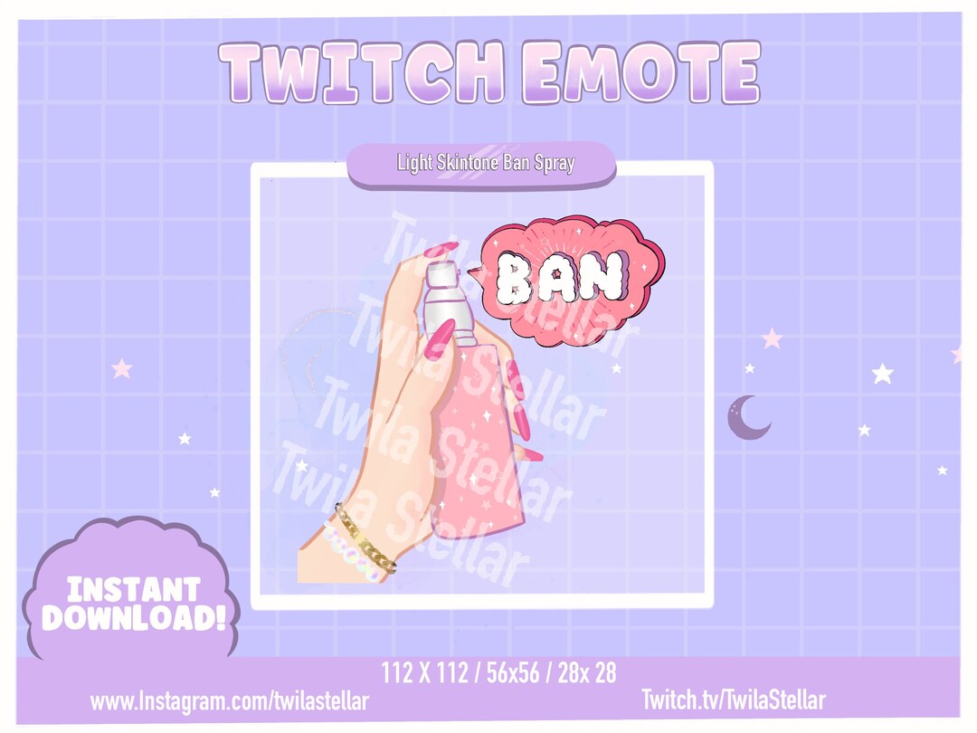 Ban Spray Emote for Twitch/ Kawaii/ Cute/light Skin Tone/ Girly Emote ...