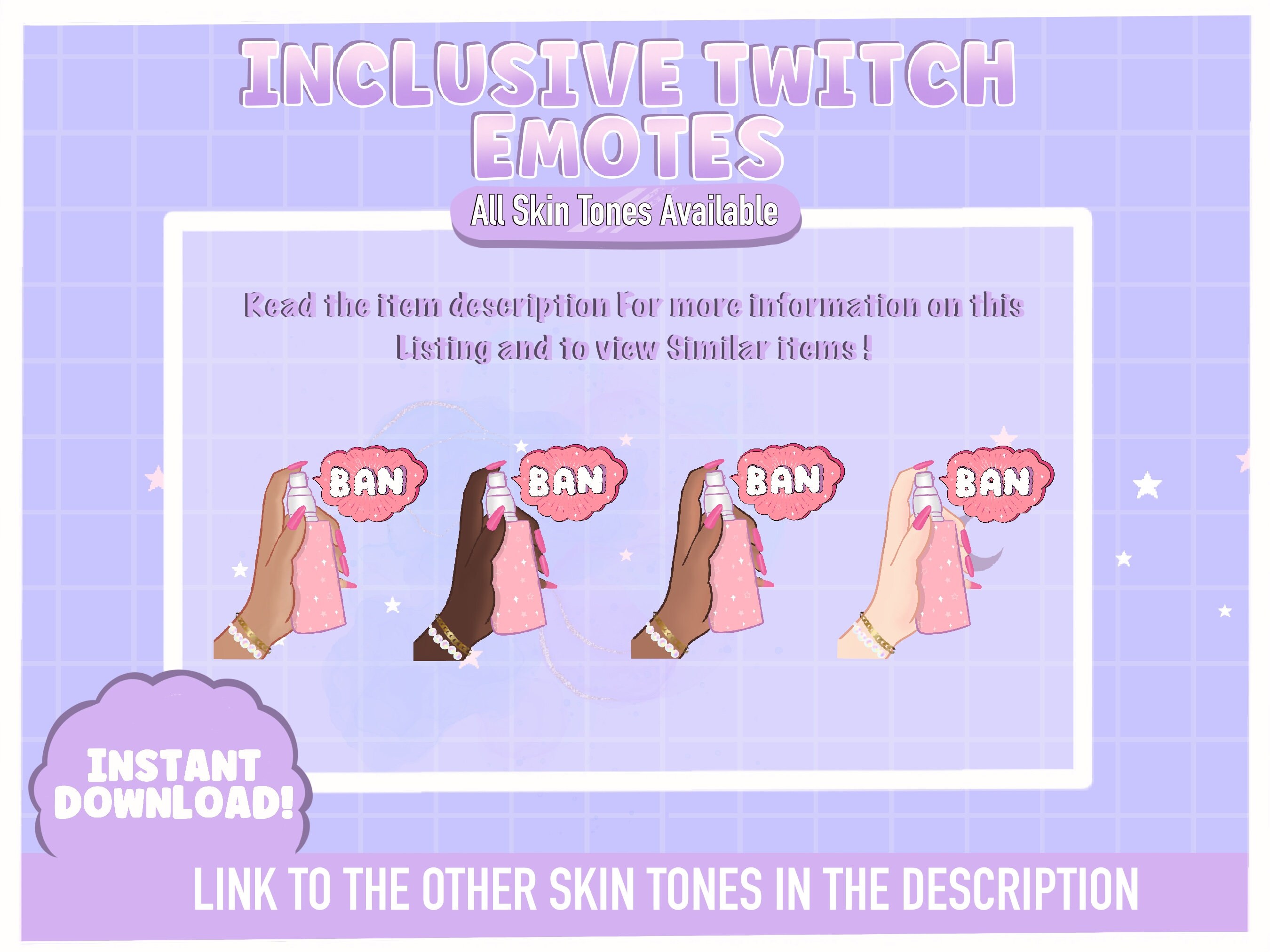 Ban Spray Emote for Twitch/ Kawaii/ Cute/tan Skin Tone/ Girly - Etsy Canada