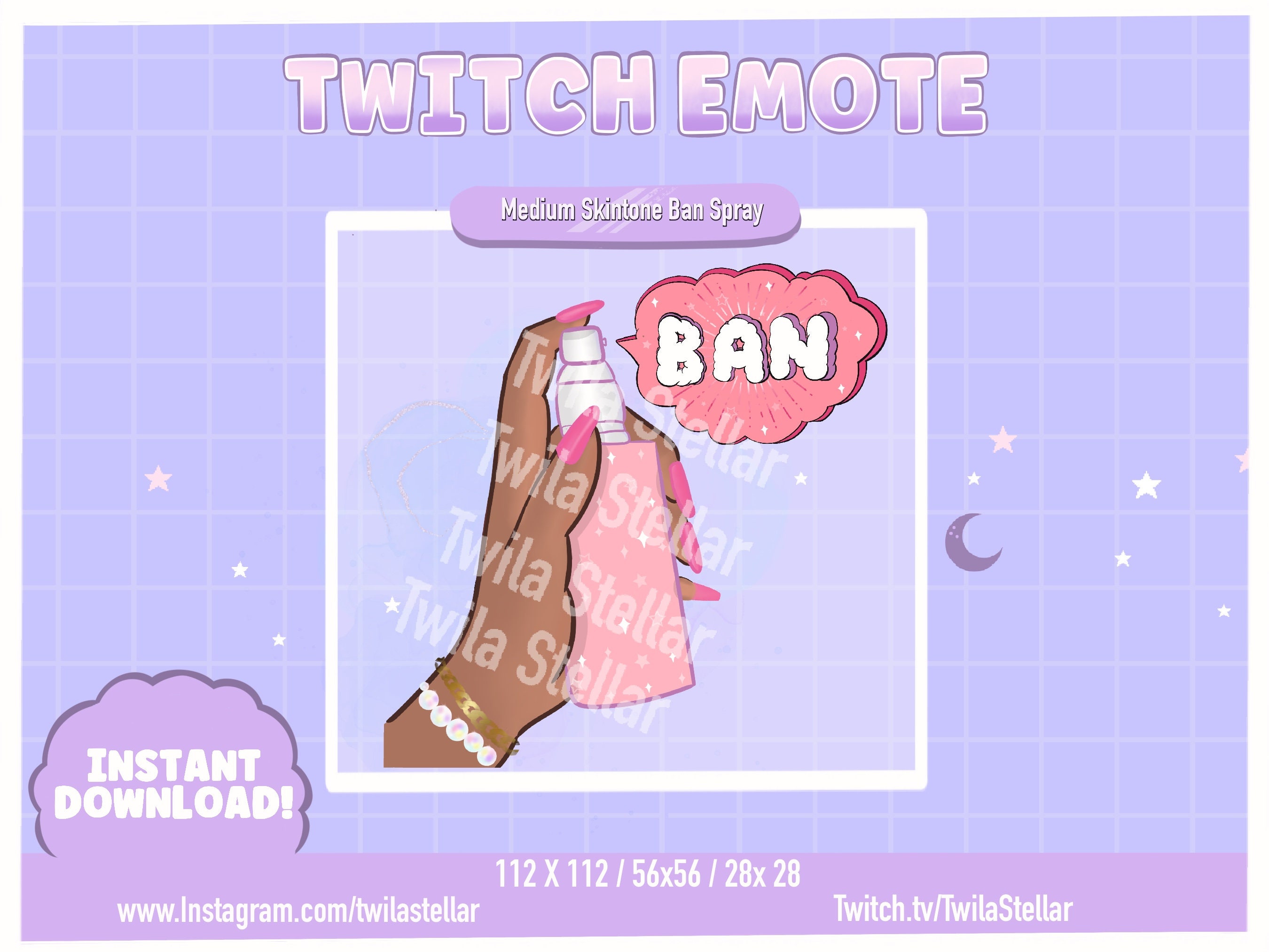Ban Spray Emote for Twitch/ Kawaii/ Cute/medium Skin Tone/ Girly Emote ...
