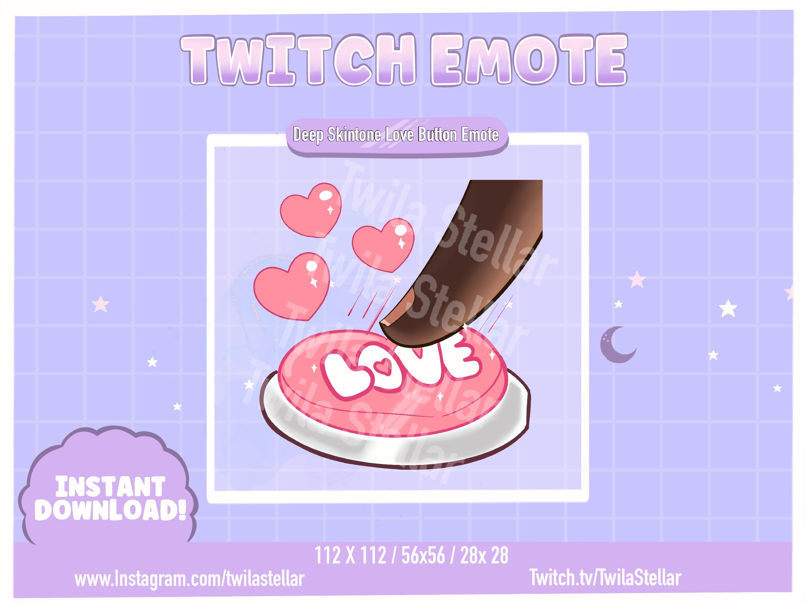 Love Button Emote for Twitch /heart/ Kawaii/ Cute/ Deep Brown Skin Tone ...