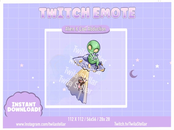 Kawaii Alien Emote for Twitch Cute Cow Abduction Emote Cow - Etsy
