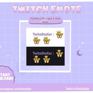 Gold W Crown Twitch Emote - Etsy
