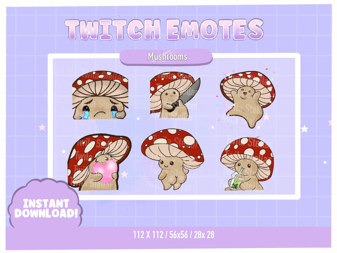 Cute Mushroom Emote Pack | Twitch Emotes |7 Emotes Ready to Use ...