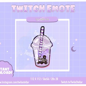 Purple Boba Emote| Taro Bubble Tea Emote for Twitch| Kawaii Cute Girly ...