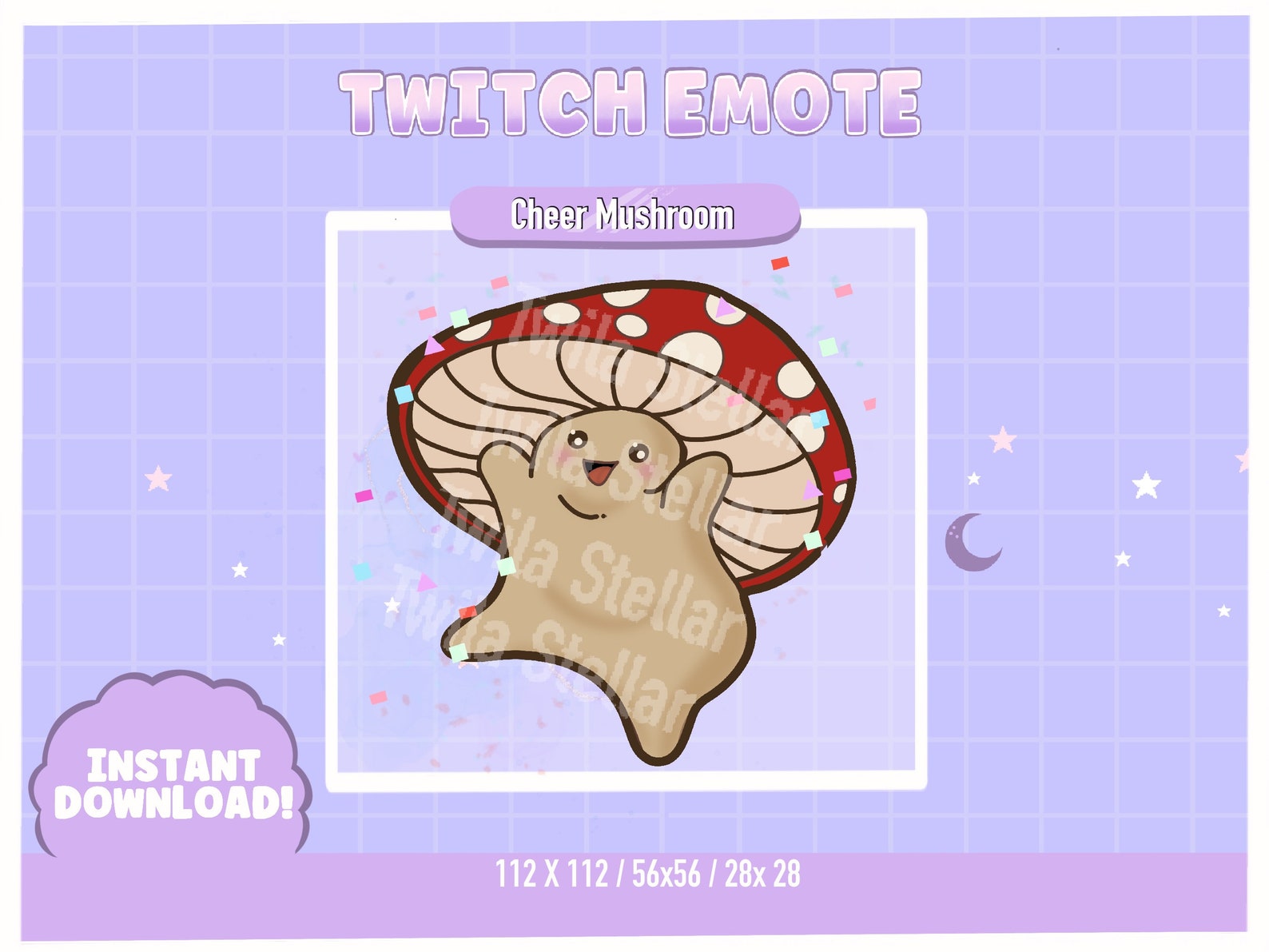 Cheer Mushroom Emote Twitch Emotes Pre Made Emotes Witchy Kawaii Pastel ...
