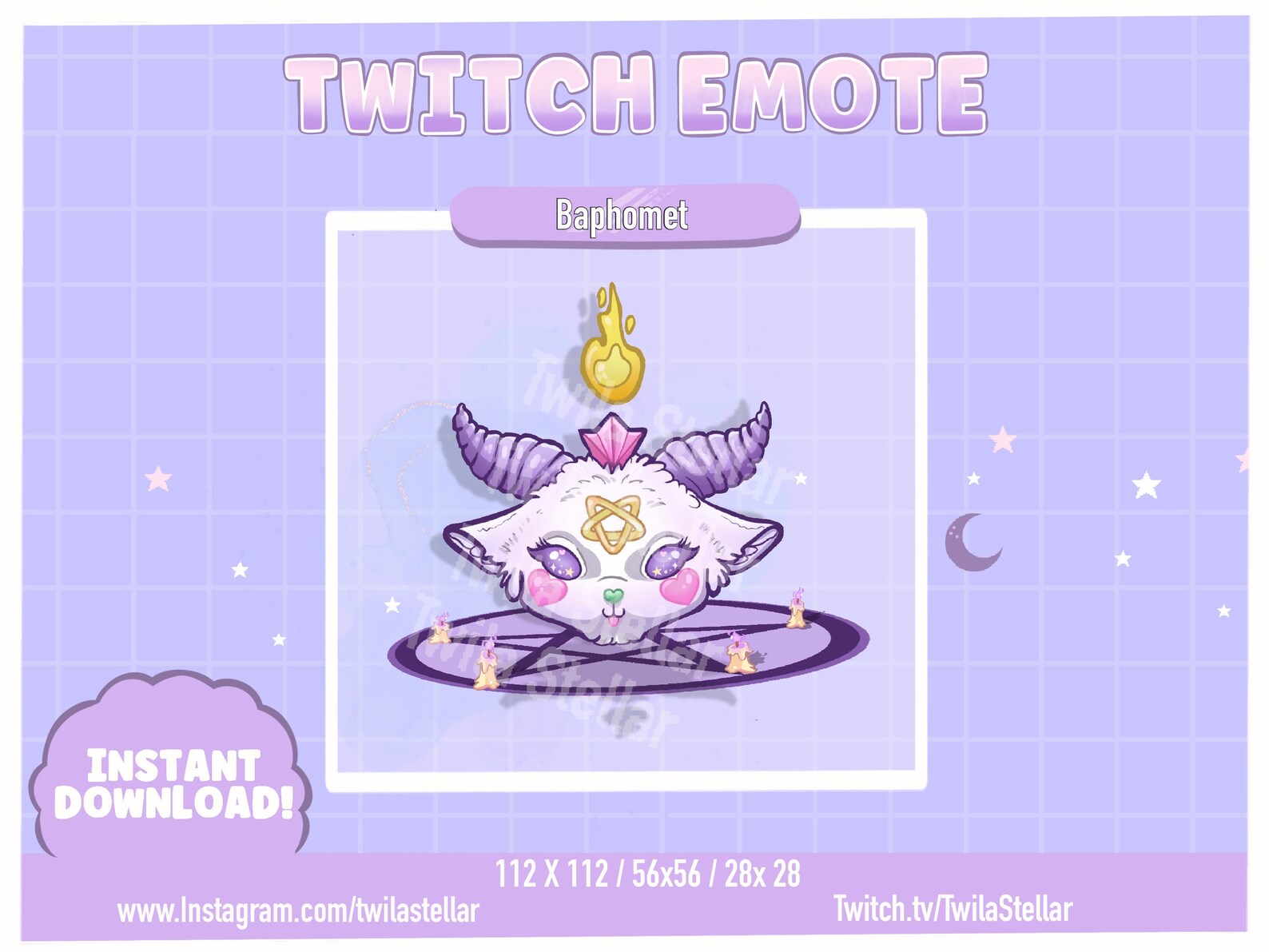 Kawaii Baphomet Emote| Occult Emote for Twitch| Creepy Cute Girly ...