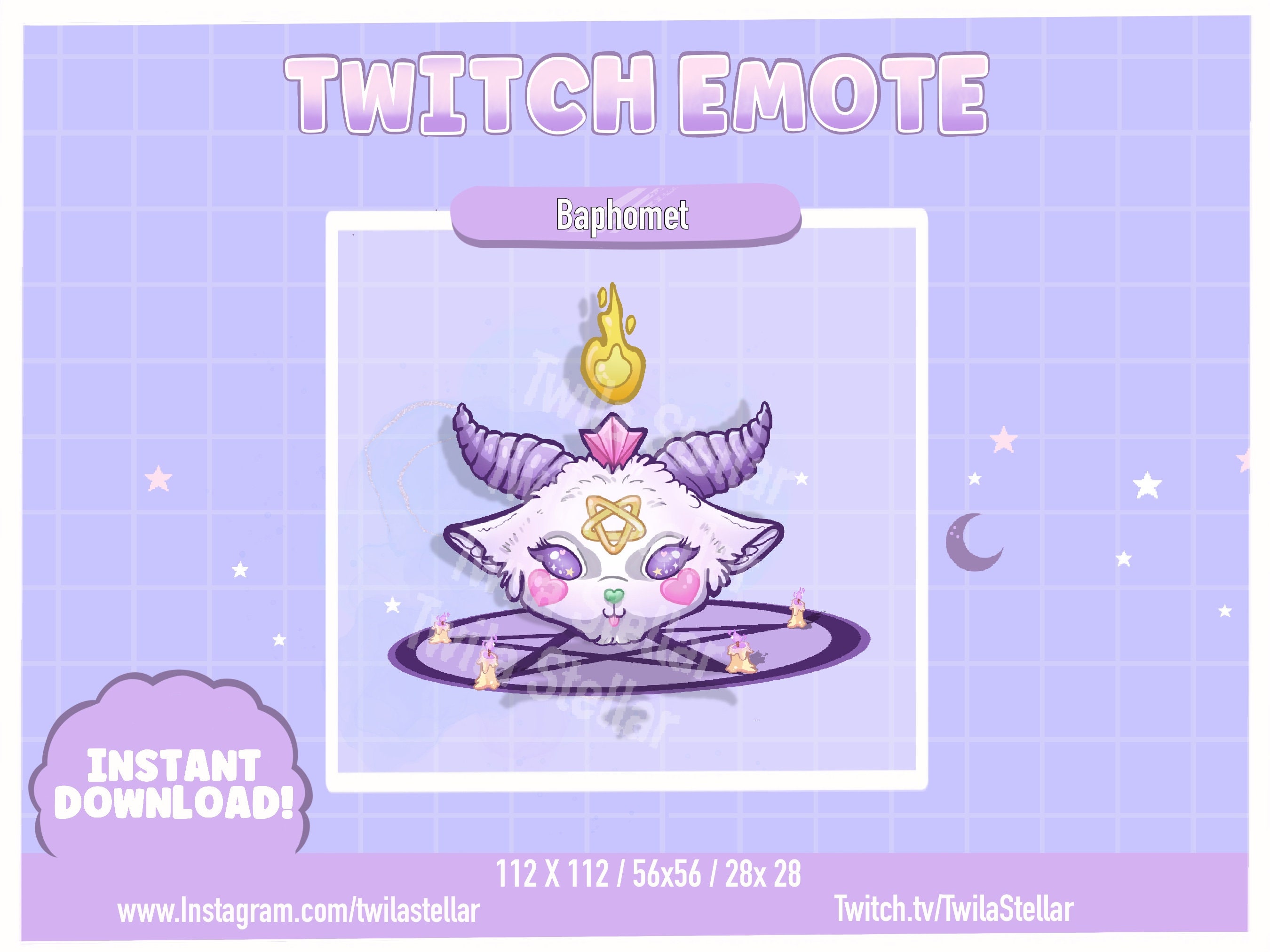 Kawaii Baphomet Emote| Occult Emote for Twitch| Creepy Cute Girly ...