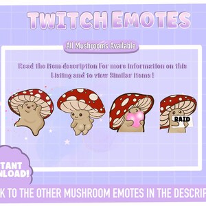 Love Heart Mushroom Emote Twitch Emotes Pre Made Emotes Witchy Kawaii ...