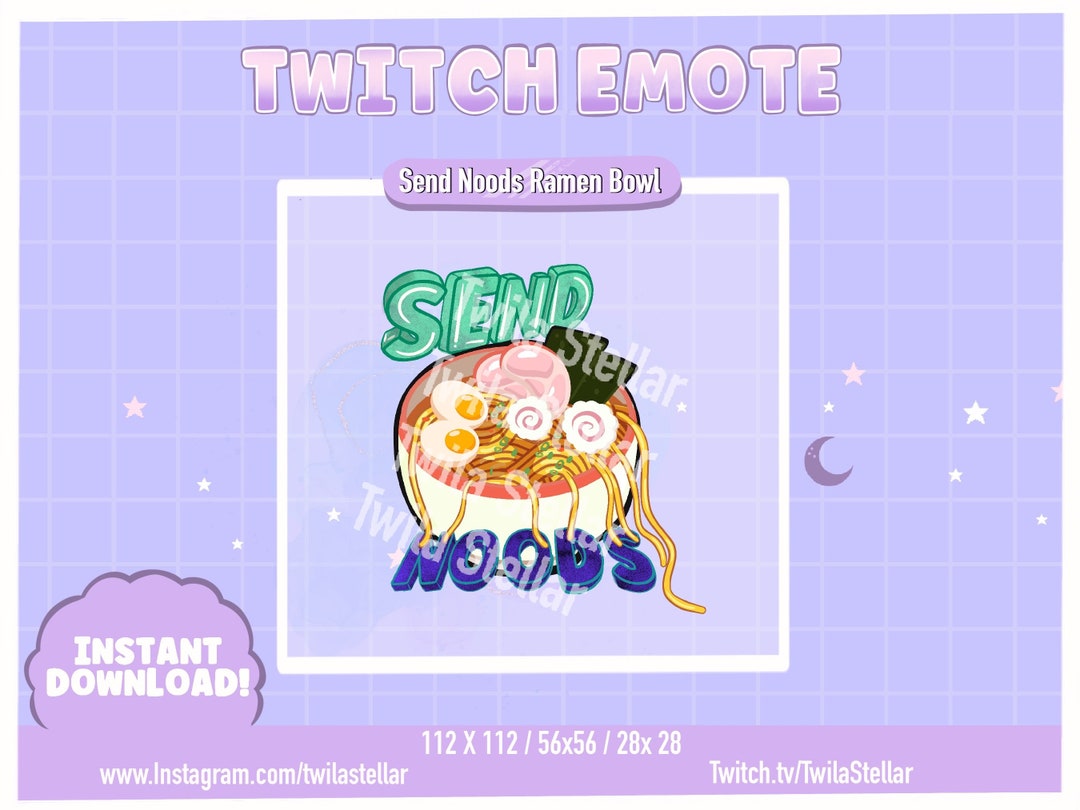 Twitch Emote Send Noods Funny Ramen streamer Pun cool Funny Noodles ...
