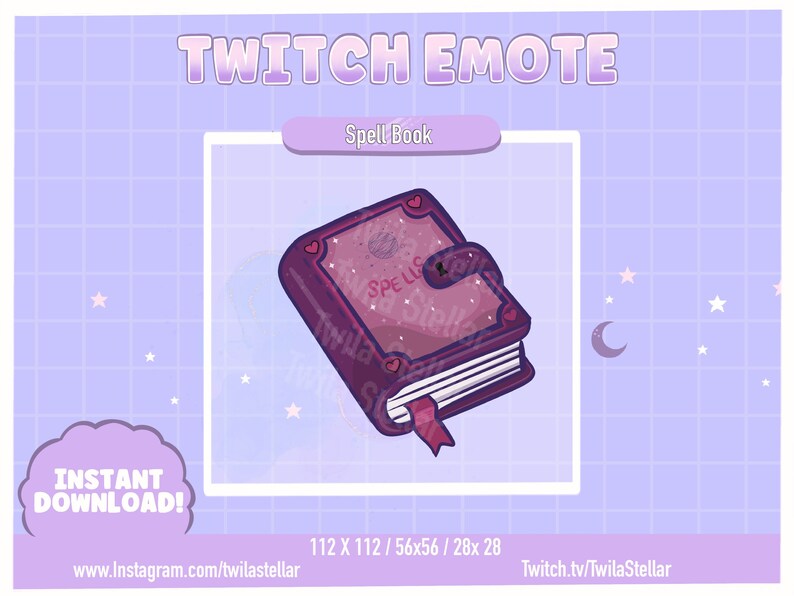 Spell Book Emote | Twitch Emotes | Pre Made Emotes | Witchy | Kawaii ...