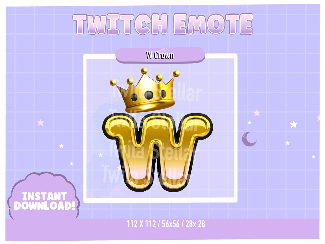 Gold W Crown Twitch Emote - Etsy