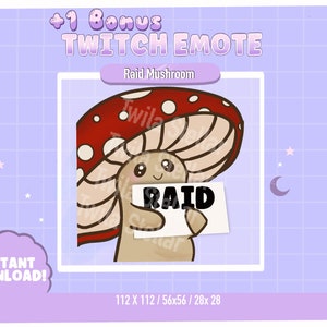 Cute Mushroom Emote Pack Twitch Emotes 7 Emotes Ready to Use Kawaii Red ...