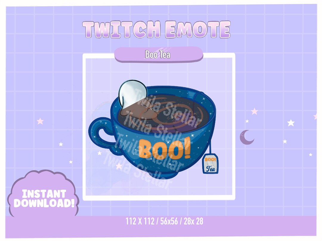 Boo Tea Cute Ghost Emote Booty Twitch Emotes Pre Made Emotes Boo Kawaii ...