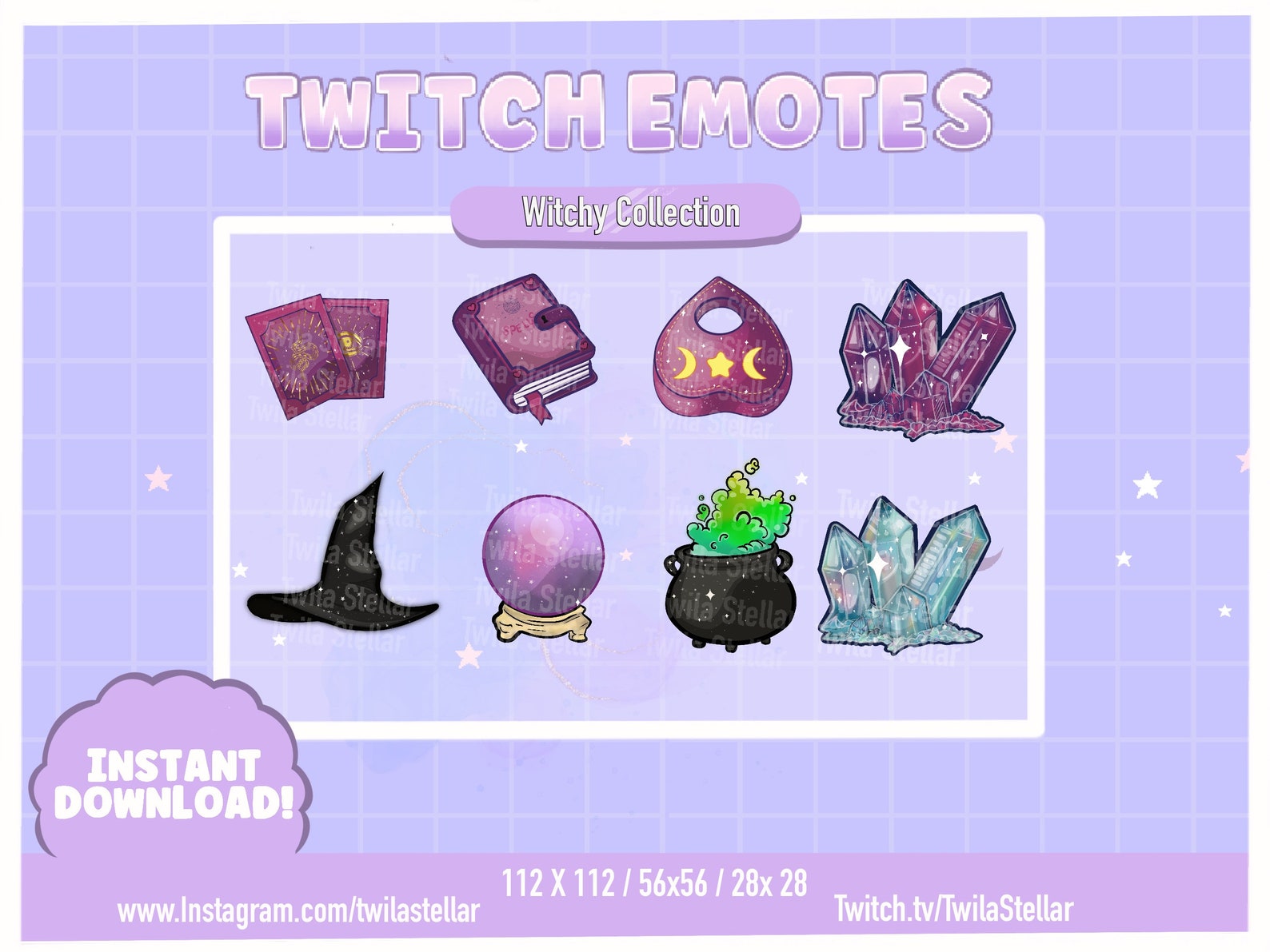 Witchy Emote Pack Twitch Emotes Cute Emote Pack Witch Kawaii Pastel - Etsy