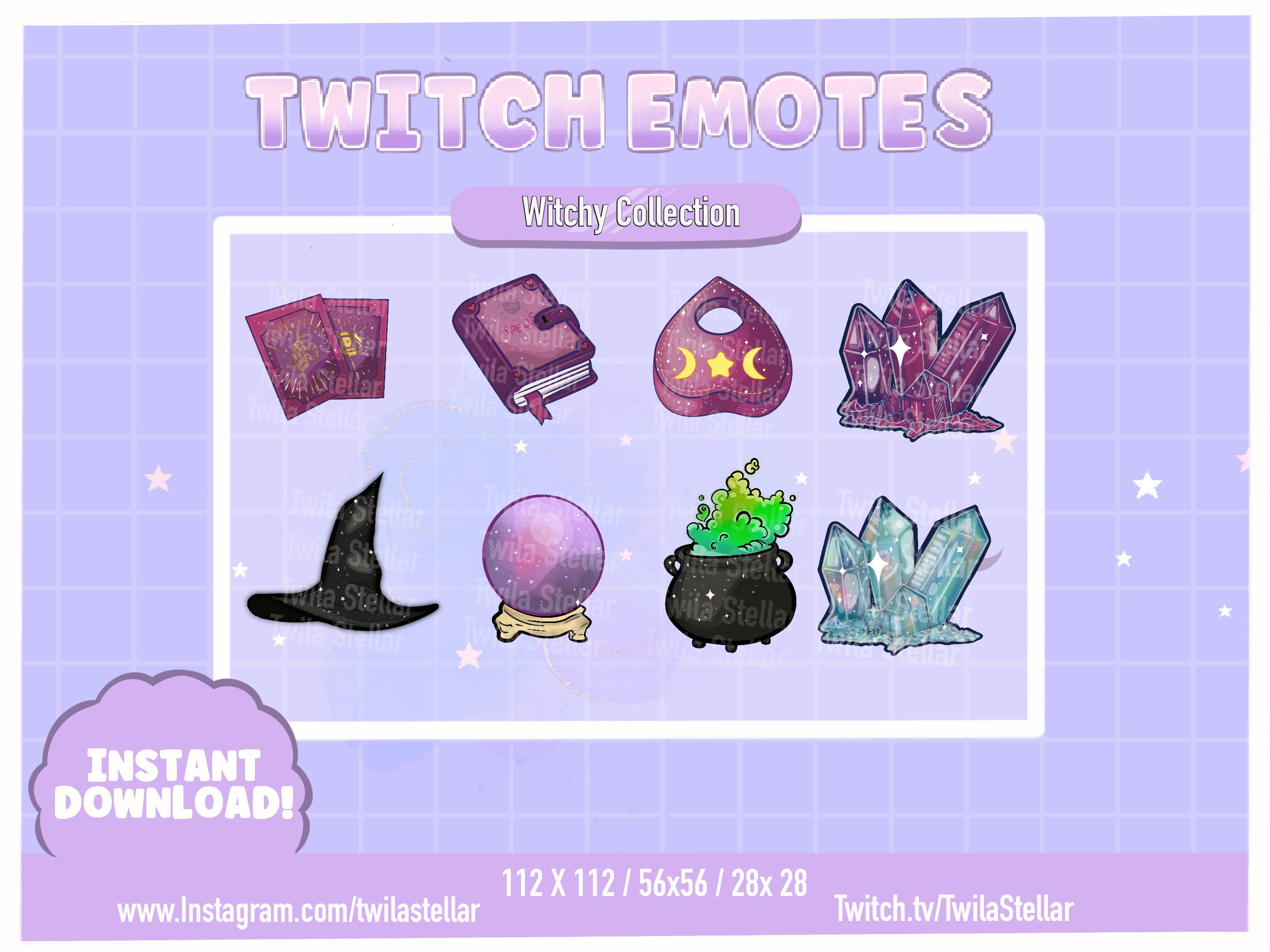 Witchy Emote Pack Twitch Emotes Cute Emote Pack Witch Kawaii Pastel - Etsy