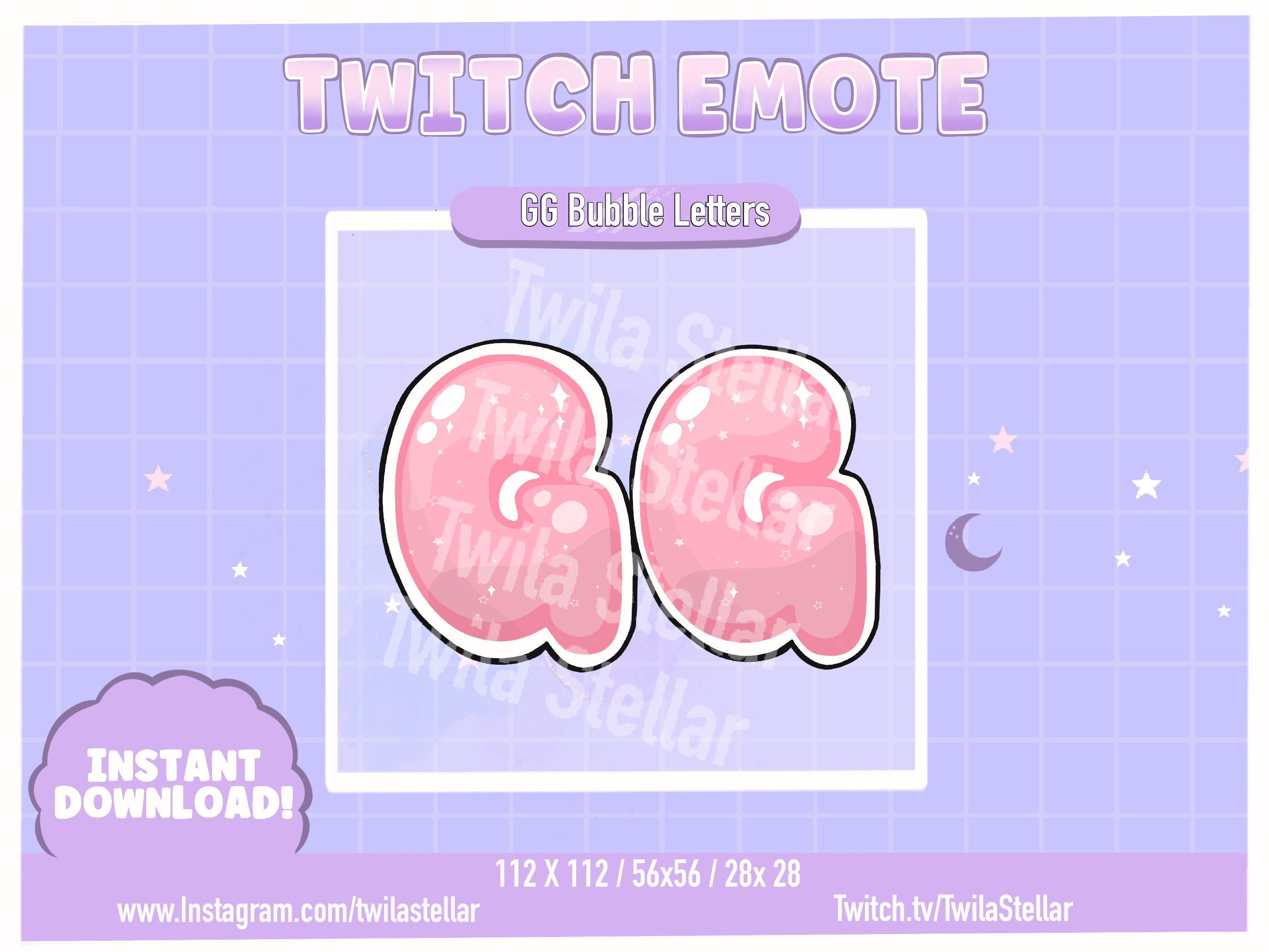 Cute Pastel Pink GG Bubble Letter Emote| Pastel |kawaii |streamer ...