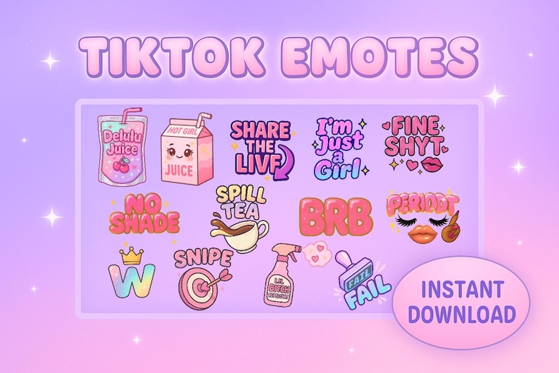 Tiktok Live Emotes Pack | Cute & Sassy Set | Delulu Juice, Spill Tea ...