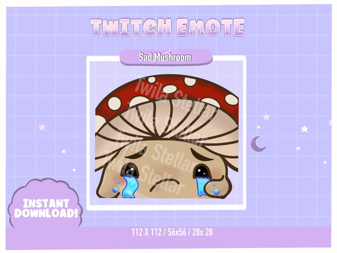 Sad Mushroom Emote Twitch Emotes Pre Made Emotes Witchy Kawaii Pastel ...