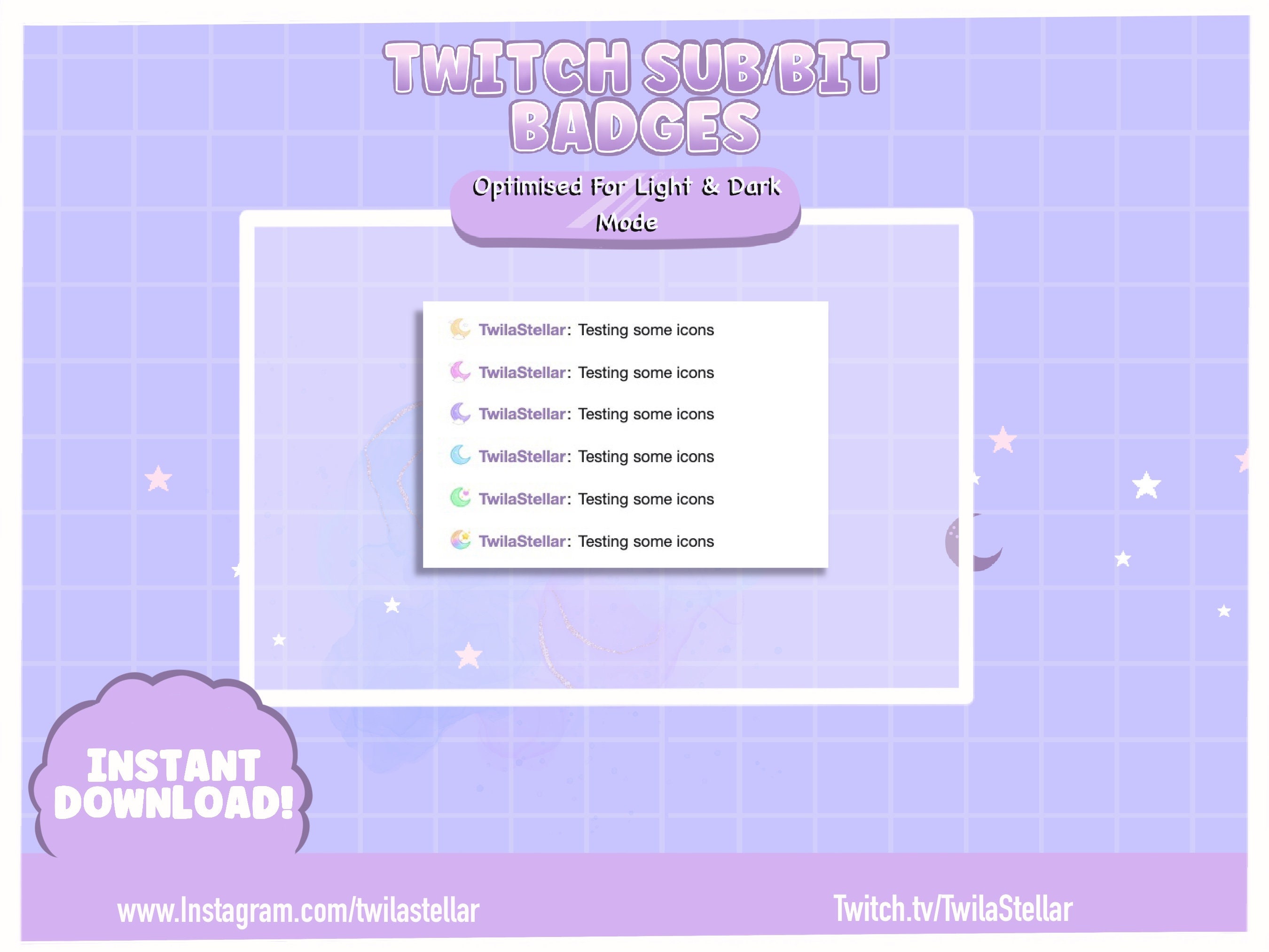 Kawaii Moon Sub Badges Bit Badges Twitch Badges Cute Sub Badges Star ...