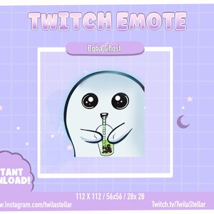 Cute Boba Ghost Emote Twitch Emotes Pre Made Emotes Bubble Tea Kawaii ...