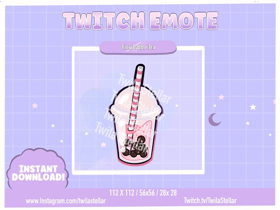 Pink Boba Emote Strawberry Bubble Tea Emote for Twitch - Etsy